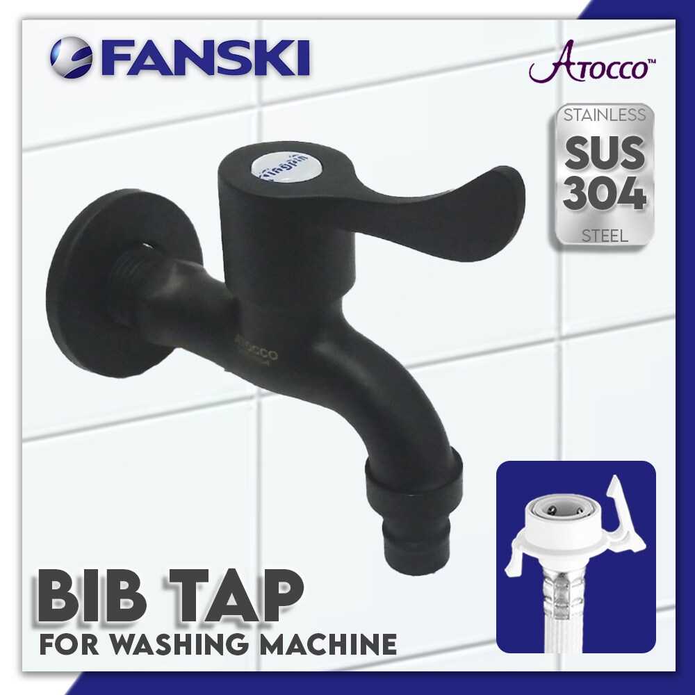 Stainless Steel SUS 304 Wall Mounted Washing Faucet Black Wall Bib Tap ...