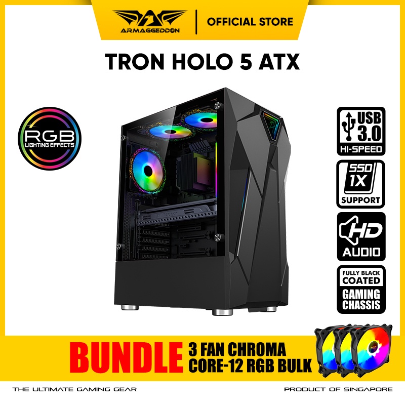 Armaggeddon Tron Holo 5 ATX Gaming PC Case | Rgb Holographic Front ...