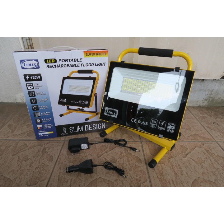 Lemax PLFL 120W Daylight 6500K LED Portable Rechargeable Flood Light | Shopee Malaysia