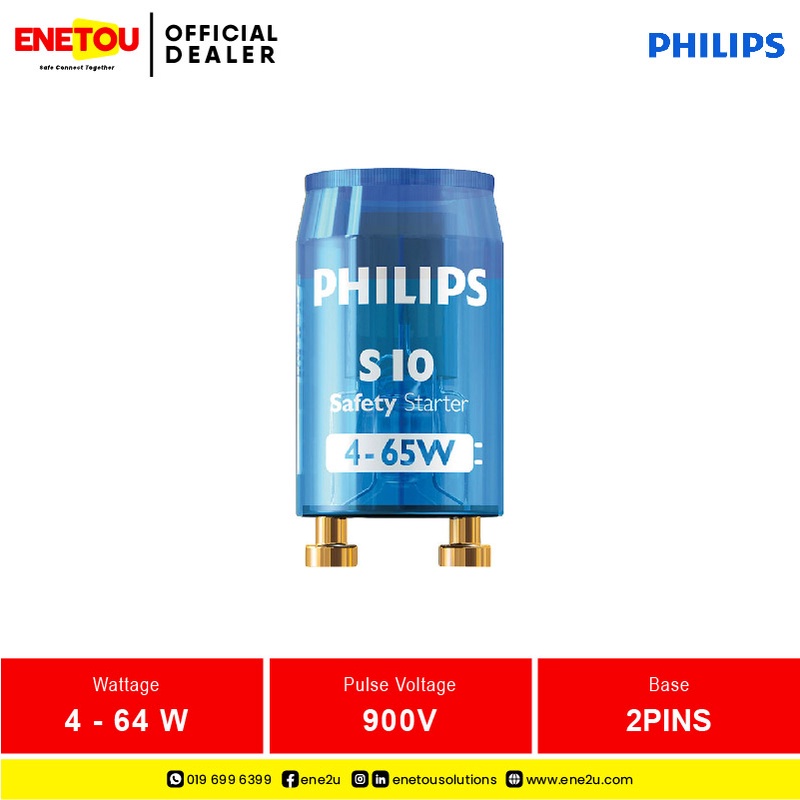 [1 BOX] PHILIPS PERFORMANCE S10-P 4-65W SER 220-240V LIGHT TL-D STARTER - BLUE | Shopee Malaysia