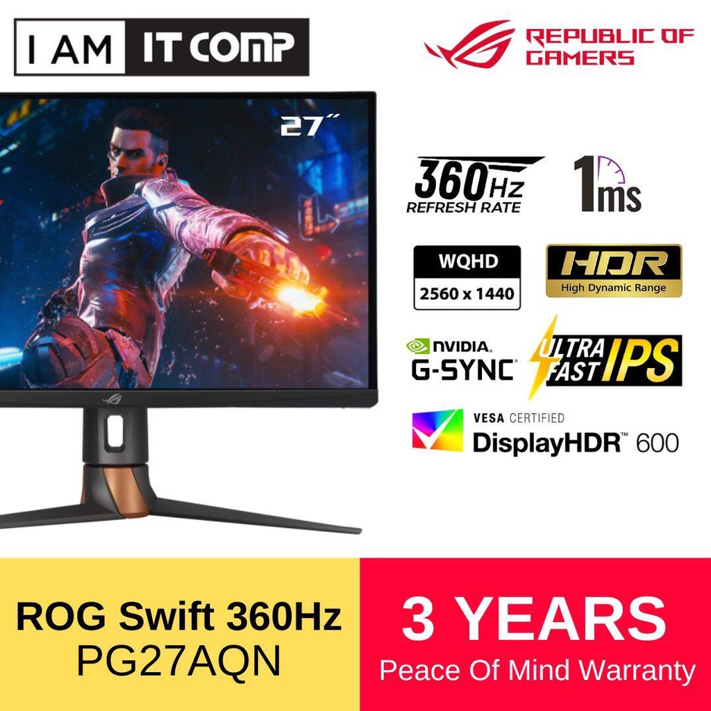 ASUS ROG Swift 360Hz PG27AQN - 27‑inch QHD (2560 x 1440), Ultrafast IPS ...