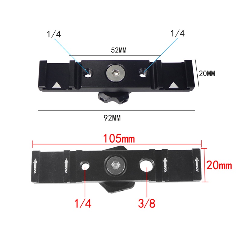 XT-XINTE Aluminum Alloy Camera Cold Shoe Mount Adapter Extension Bar ...