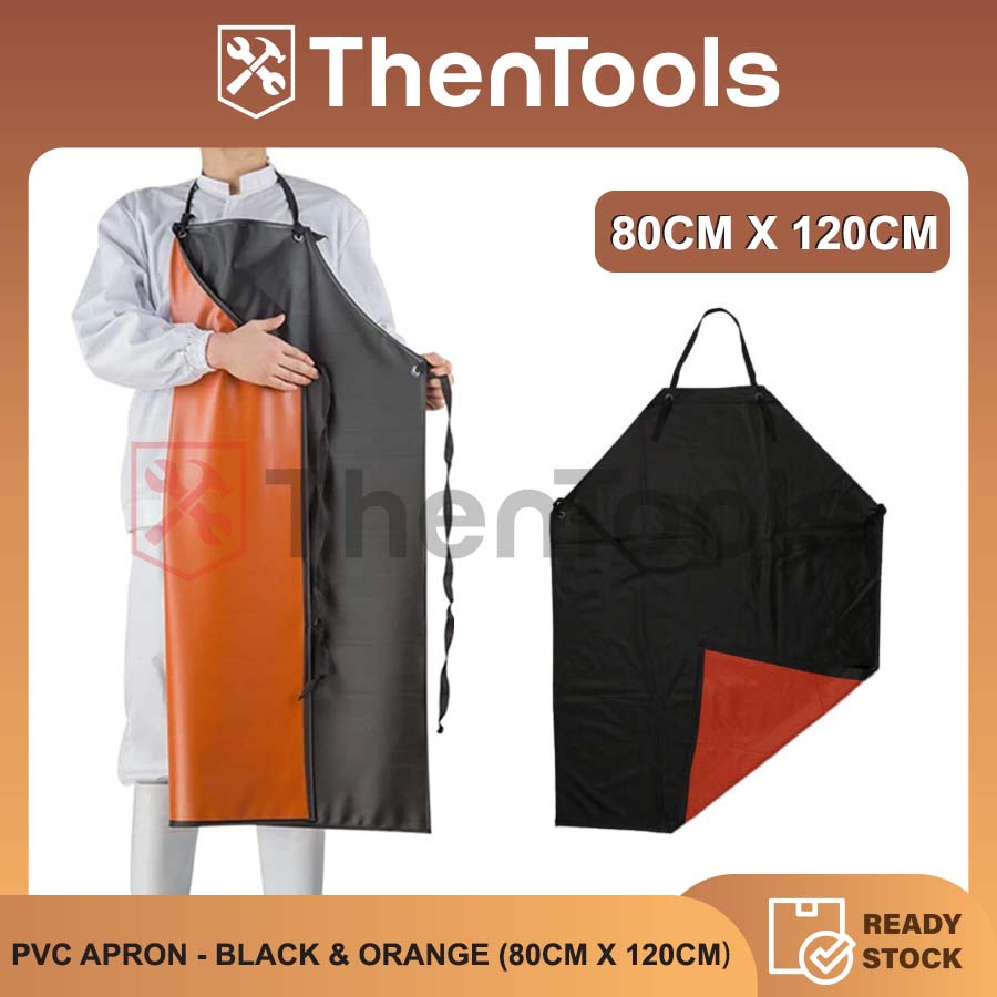 PVC APRON- BLACK & ORANGE (80CM X 120CM) HEAVY DUTY PVC WATER NYLON ...