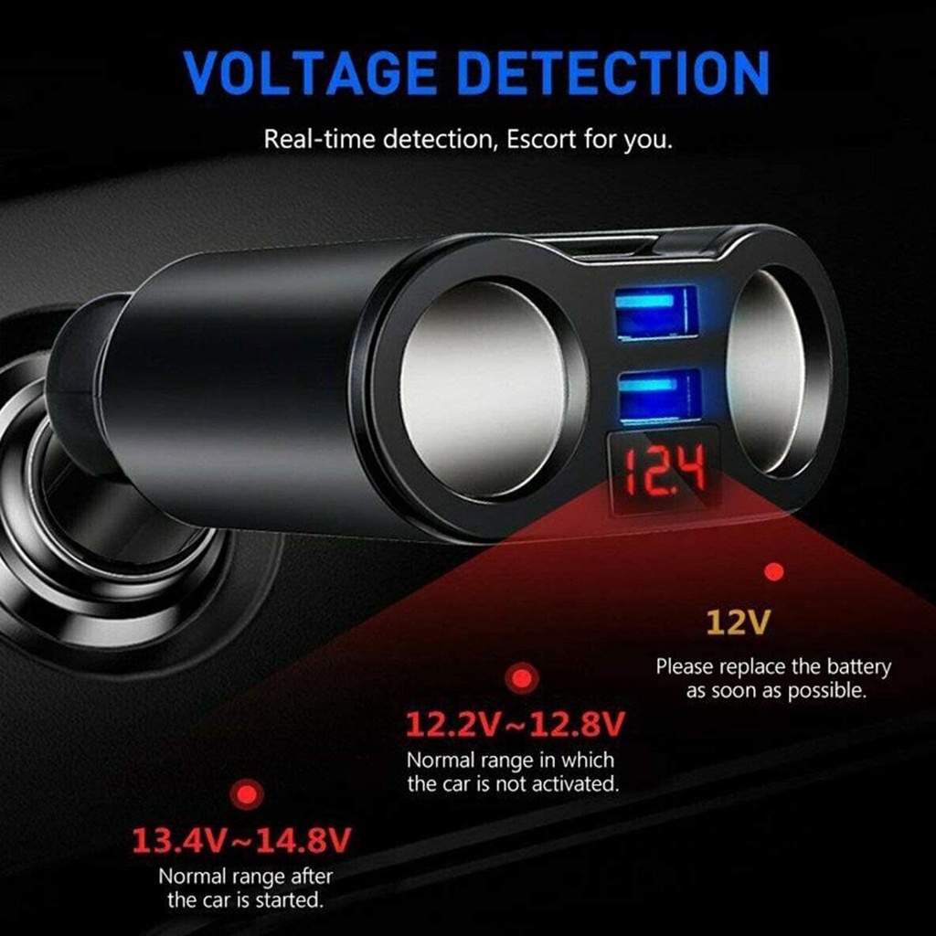 Dual USB Car 12V-24V Socket Splitter Adapter 3.1A Dual USB Charger For ...