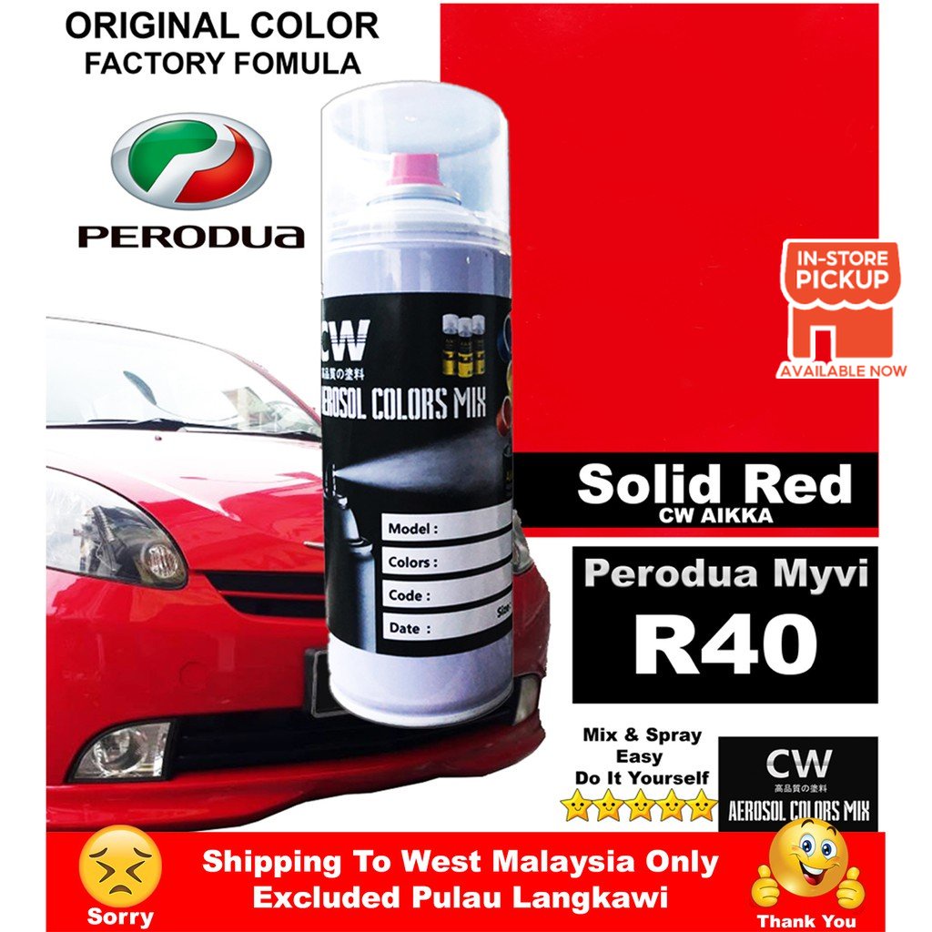 [ Perodua Myvi R40 Solid Red ] Touch Up Paint 2K 🔴 CW Aikka DIY Cat ...