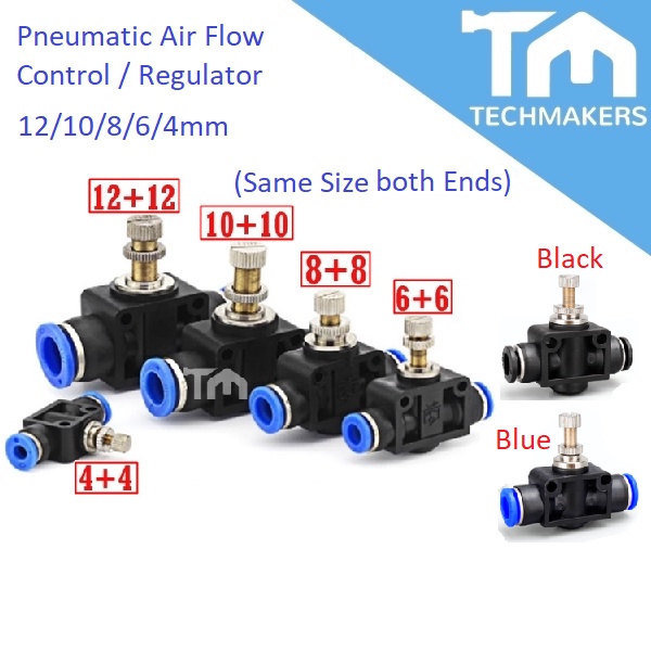 LSA Pneumatic Air flow Regulator 4/6/8/10/12mm OD Hose Tube Gas Flow Adjust Valve Connector ...