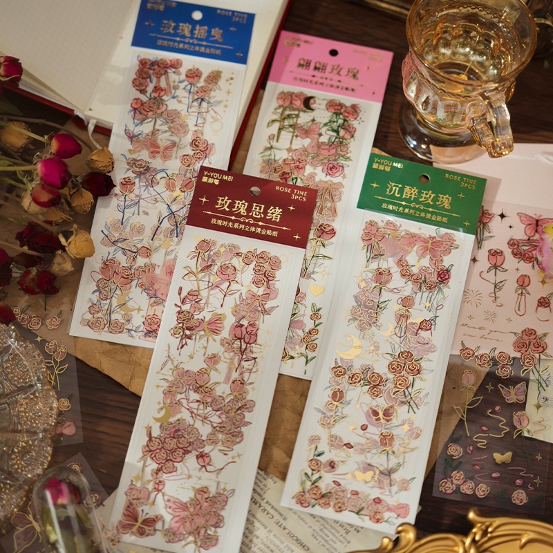 Glittering Rose Stickers / DIY Stickers Sequin Flower Decoration ...