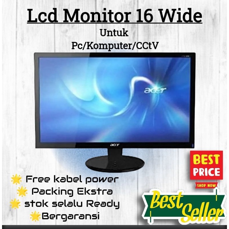 Led Lcd monitor PC / computer / cctv 16 inch wide clear smooth | Shopee ...