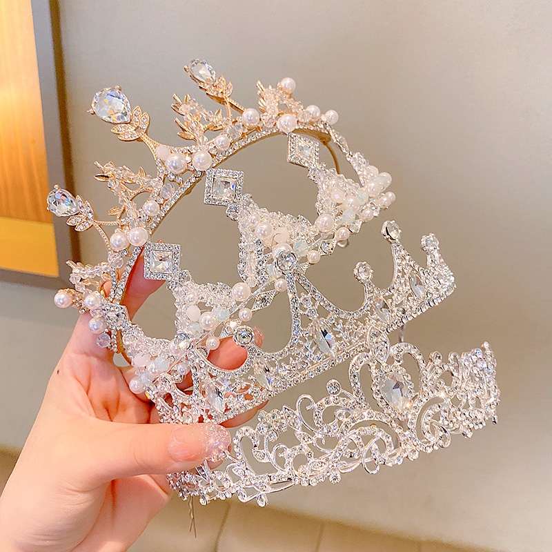 Children Crown Girl Princess Crystal Crown Rhinestone Tiara with Pearl ...
