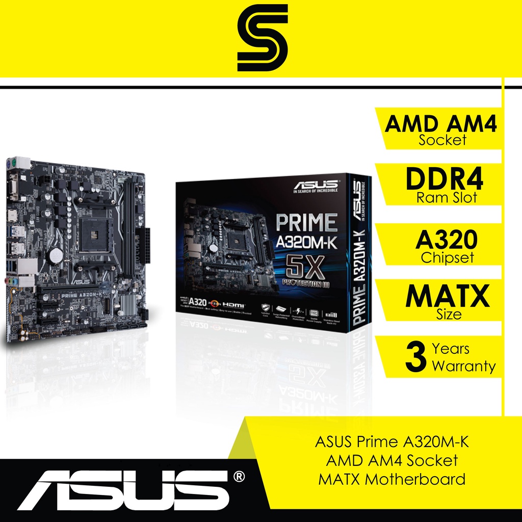 ASUS Prime A320M-K AMD AM4 Socket MATX Motherboard | Shopee Malaysia