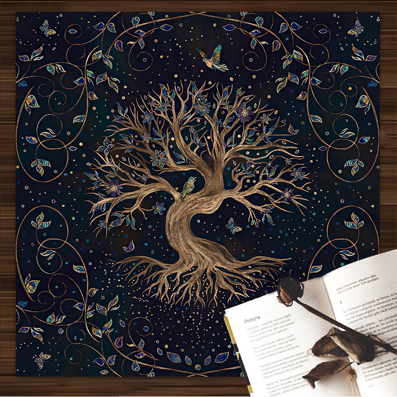 Home Decor 2022 Tree of Life Tarot Tablecloth Altar Cloth Pagan Clock ...