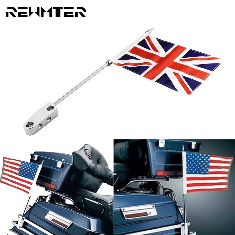 Motorcycle Rear Side Mount Luggage Rack Flag Pole Chrome For Harley ...