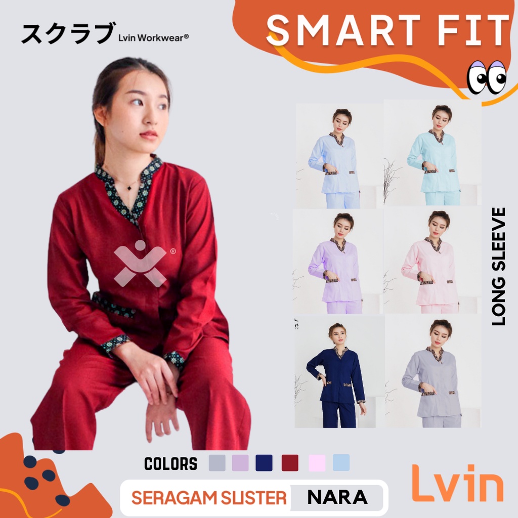 Lvin Batik Nara Series Long Sleeve Nurse uniform / nanny uniform ...