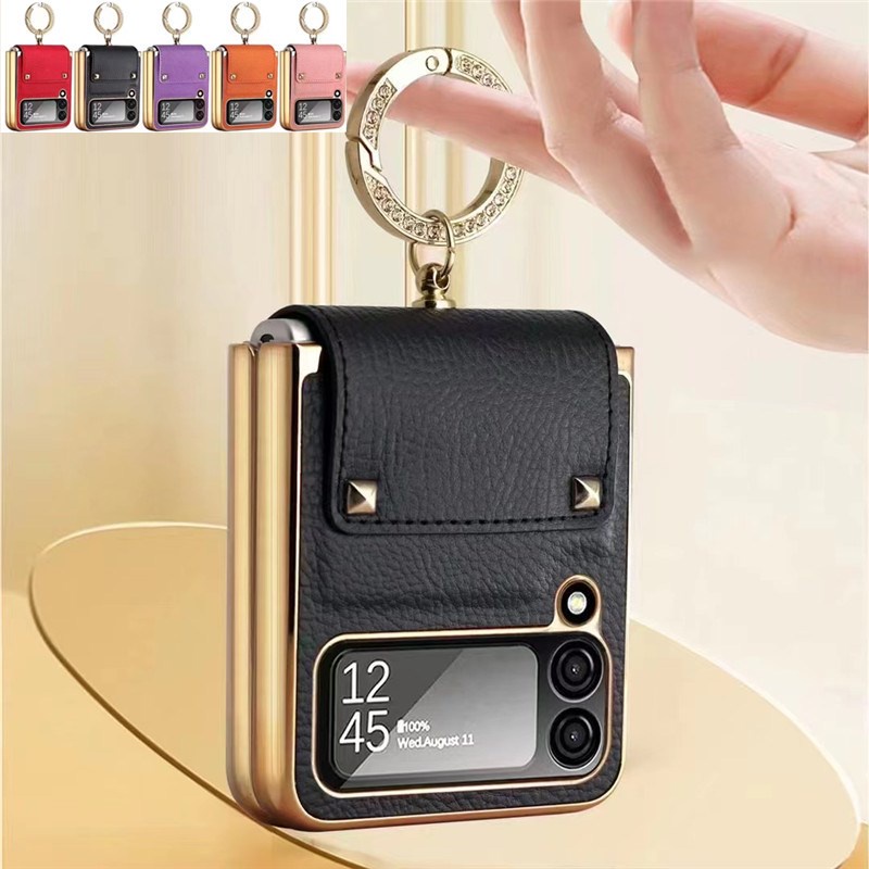 Luxury Plating Leather Camera Screen Protector Casing Samsung Galaxy Z ...