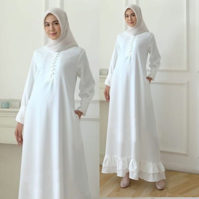 PUTIH HITAM Khila dress-Latest Korean White Women's Robe For Eid 2023 ...