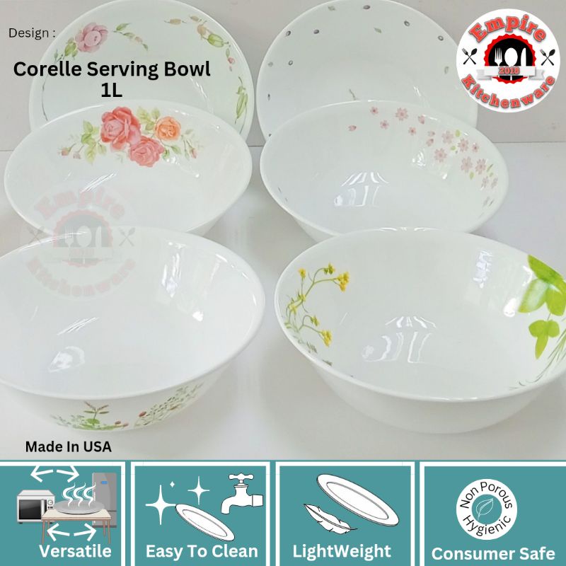 Corelle 1L serving bowl ( Country Rose / European Herbs / Daisy Field ...