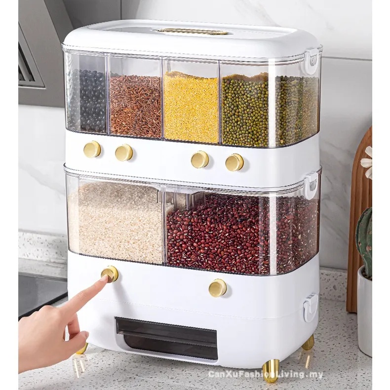 【Ready Stock】Rice Dispenser Kitchen Moisture Proof Hermetic Flour Rice ...