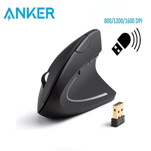 Anker A7852 2.4G Wireless Vertical Ergonomic Optical Mouse, 800 / 1200 ...