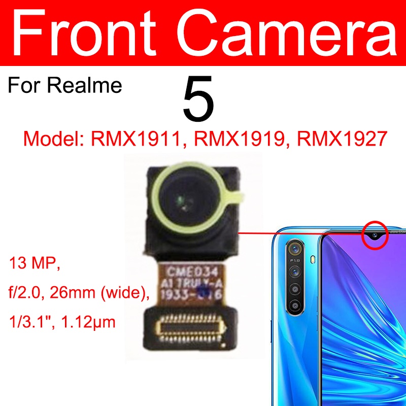 For Realme 5 5i 5S 5 Pro Front Back Camera Front Selfie Facing Rear ...