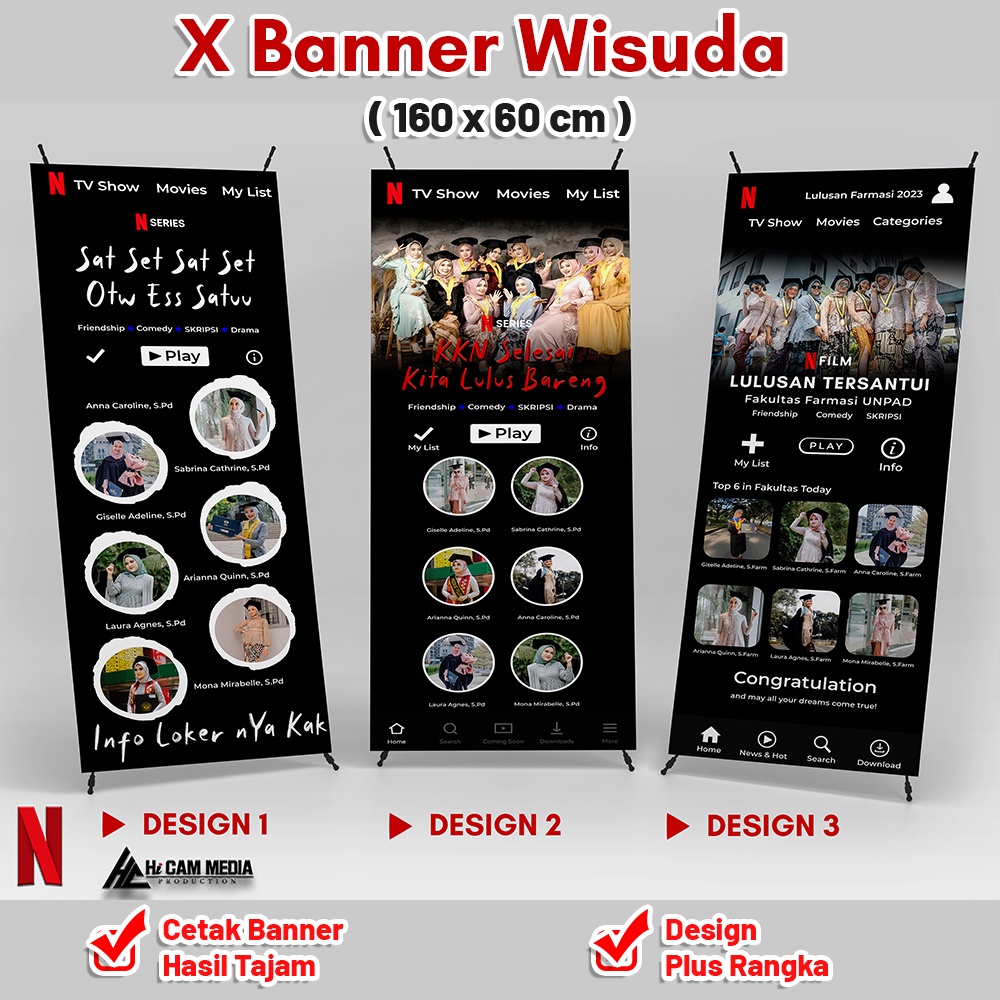 Print Netflix Theme Graduation Banner X, Threads Theme Graduation X ...