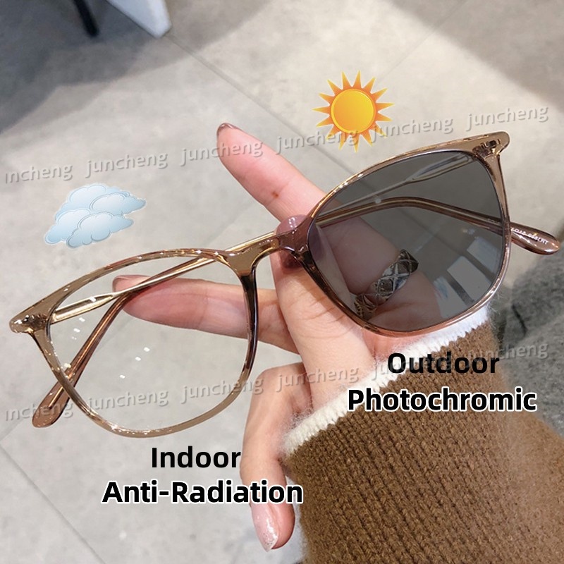Photochromic Anti Radiation Eye Glasses For Women Men Fashion Anti Blue ...