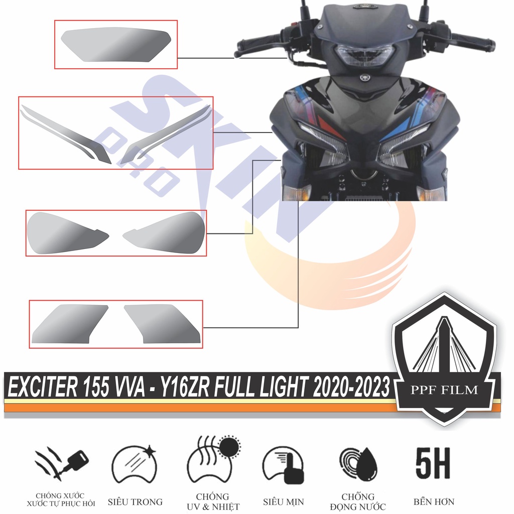 Ppf protective sticker for EXCITER 155VVA v1-v2 Y16ZR v1-v2 2021 to ...