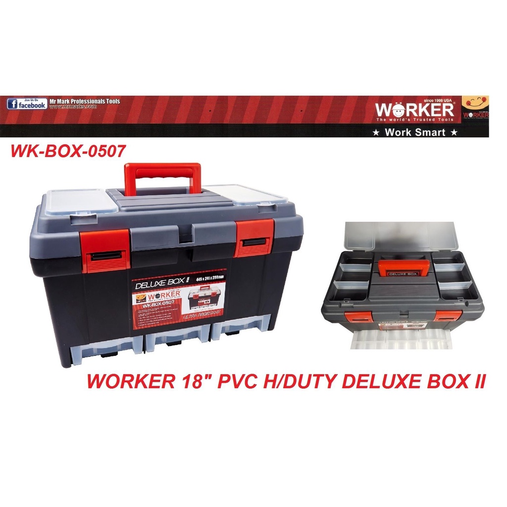 Worker 45cm / 18-inch Heavy Duty PVC Deluxe Tool Box II | Shopee Malaysia