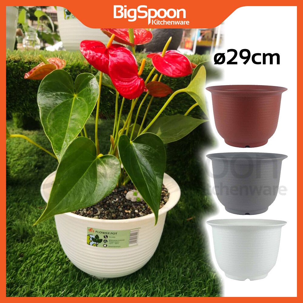 BIGSPOON FC1-560 29cm Plastic Flower Pot Round | 6.5L Pasu Bunga ...