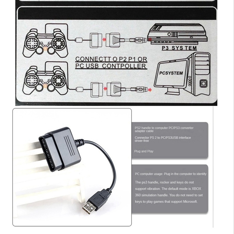 ⚡️1 Piece USB Adapter Converter Cable for PS2 Dualshock Joypad GamePad ...