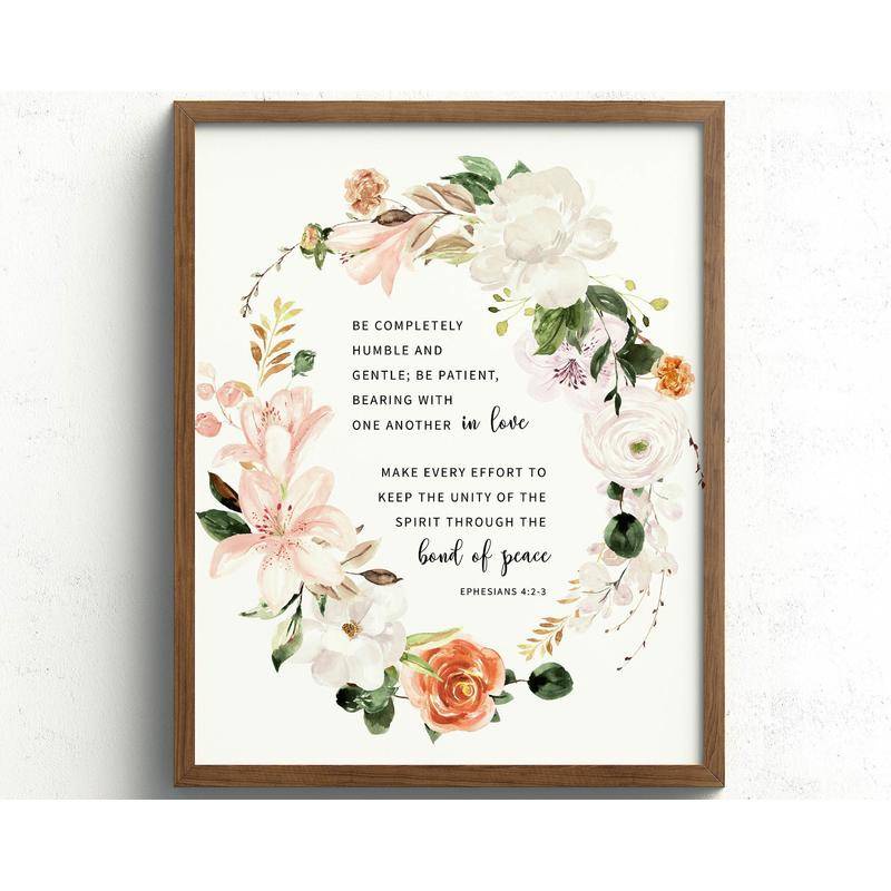 Ephesians 4:2-3 Be Completely Humble Bible Verse Poster Prints Wall art ...