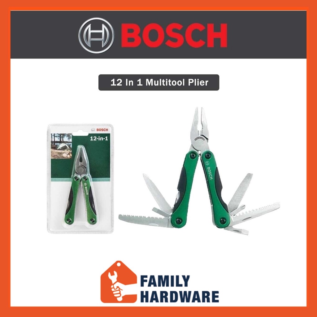 BOSCH 12 In 1 Multitool Plier Wire Cutter Stripper Serrated Blade Knife ...