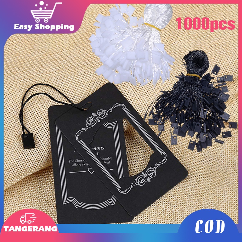 HITAM PUTIH 1000pcs Hang Tag Rope Change Of Black And White Loop Pin ...