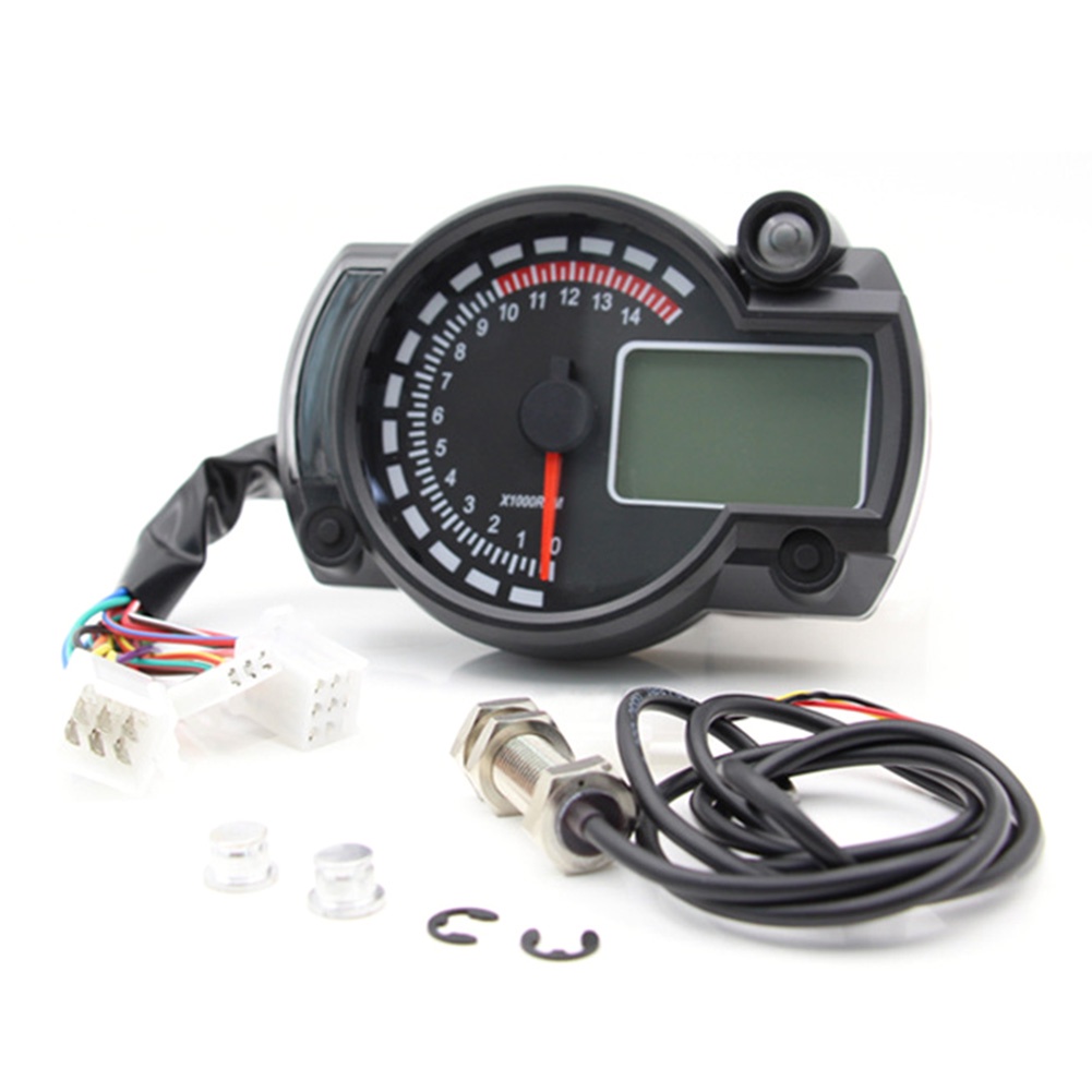 universal Motorcycle Speedometer Tachometer Fuel Meter 7 Colors LCD ...