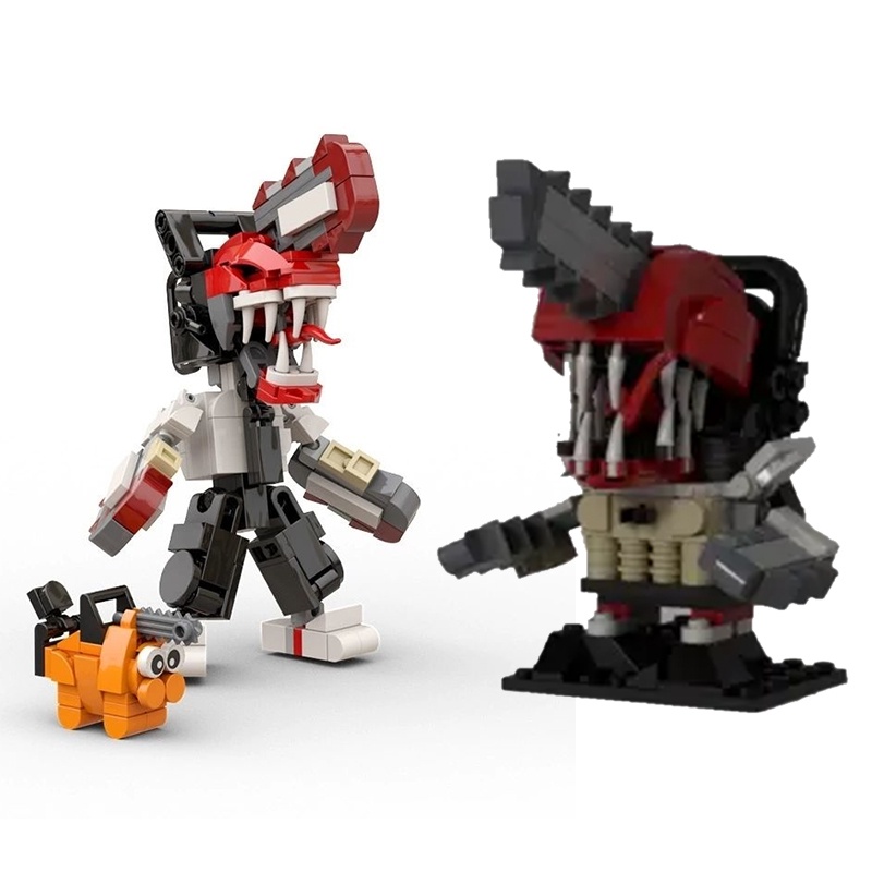 MOC Cartoon Chainsaw Man Denji And Pochitas Building Block Set Cartoon ...