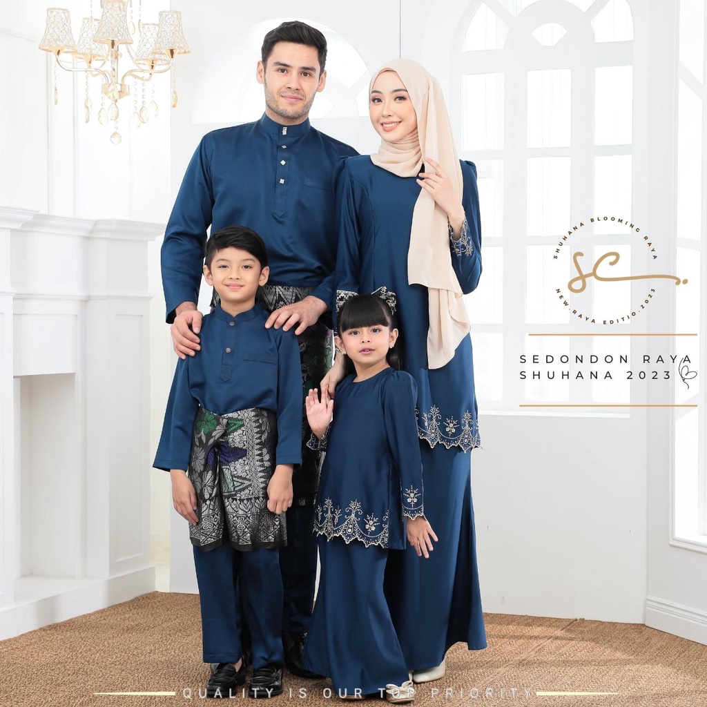 Baju Raya Sedondon 2023 Navy Blue Clara & EL Isaac Baju Kurung Moden ...
