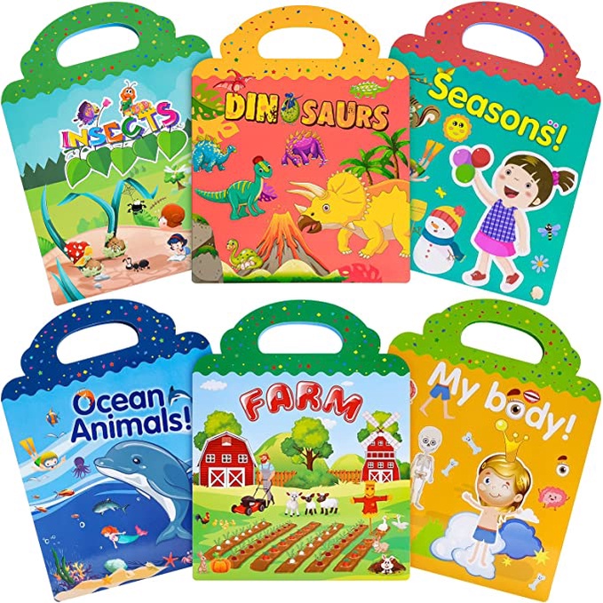 Reusable Sticker Books Kids Travel Toy Removable Sticker Books Baby ...