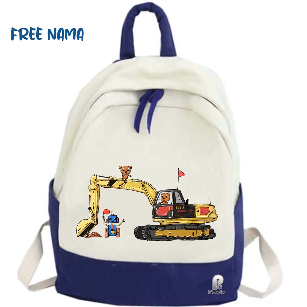 Unisex EXCAVATOR MOTIF School BACKPACK BACKPACK (FREE Name) | Shopee ...