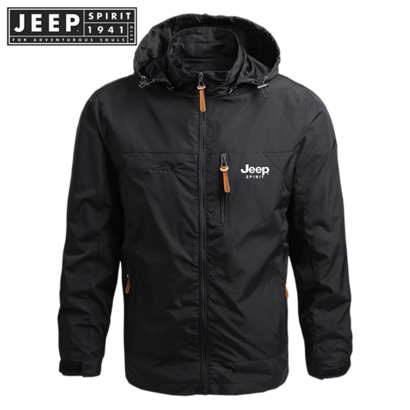 JEEP SPIRIT 1941 ESTD Men's Windbreaker Military Hooded Jackets ...