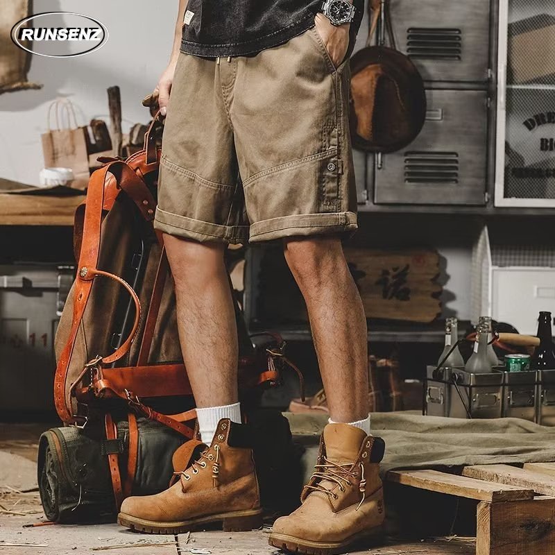 M-8XL American Style Vintage Shorts Men Plus Size Casual Loose Cargo ...