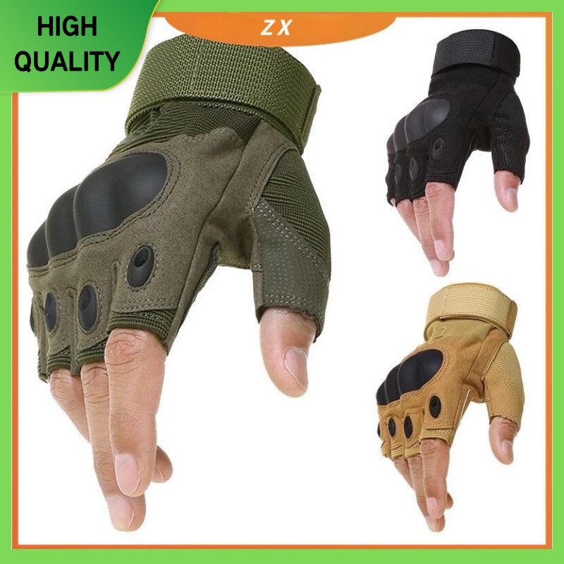 【Ready Stock】Fashion New man military Tactical half-finger gloves Hard ...