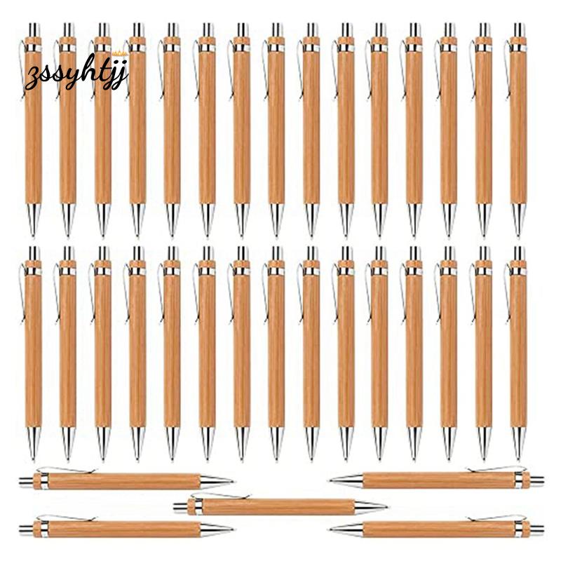 35 Pcs Office and School Supplies Sustainable Pen Bamboo Retractable Ballpoint Pen Writing Tool ...