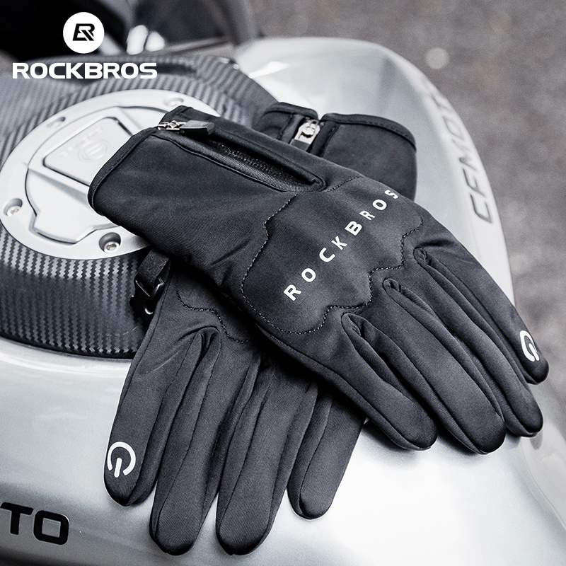 ROCKBROS Motorcycle Riding Gloves Men's Fleece Warm Spring and Autumn ...