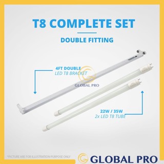 [FULL SET] DOUBLE 4FT T8 Led Tube Light Lampu Kalimantang LED Set Lampu Panjang LED Ceiling ...