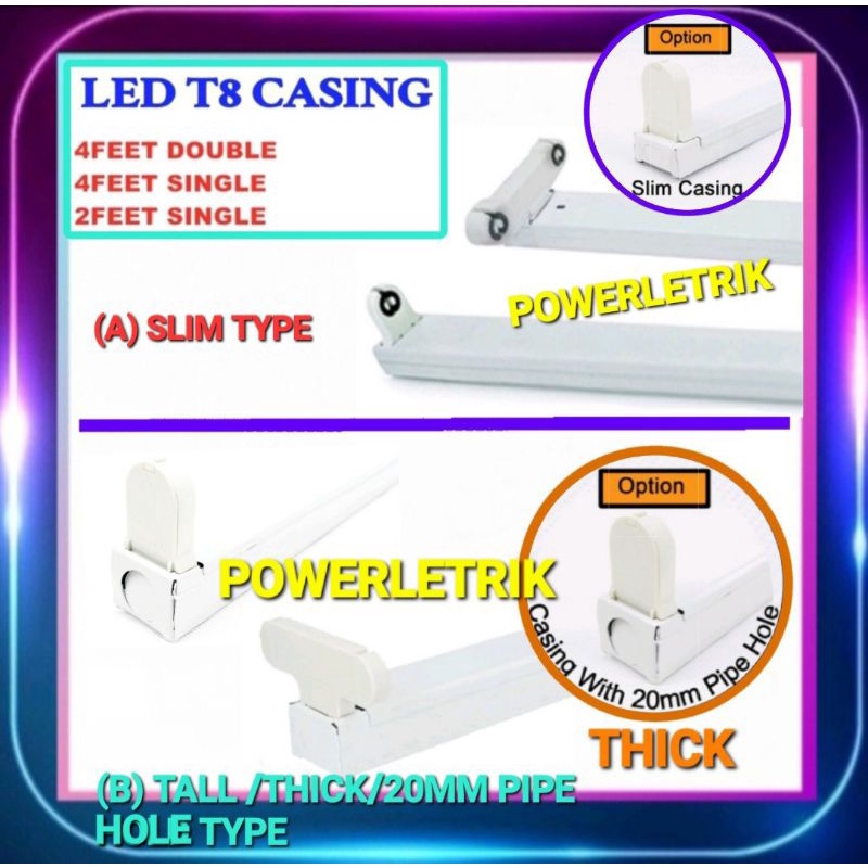 T8 SLIM/THICK (4FEET/2FEET)SINGLE DOUBLE LED CASING FITTING/SARANG ...