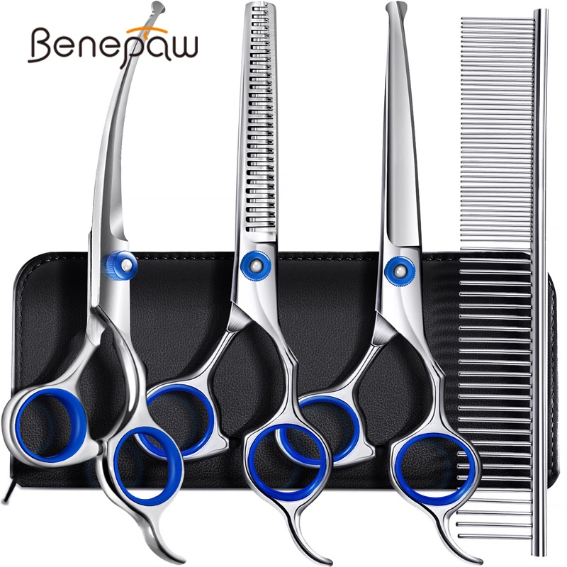 Benepaw Professional Pet Dog Grooming Scissors Kit Safety Round Tip ...
