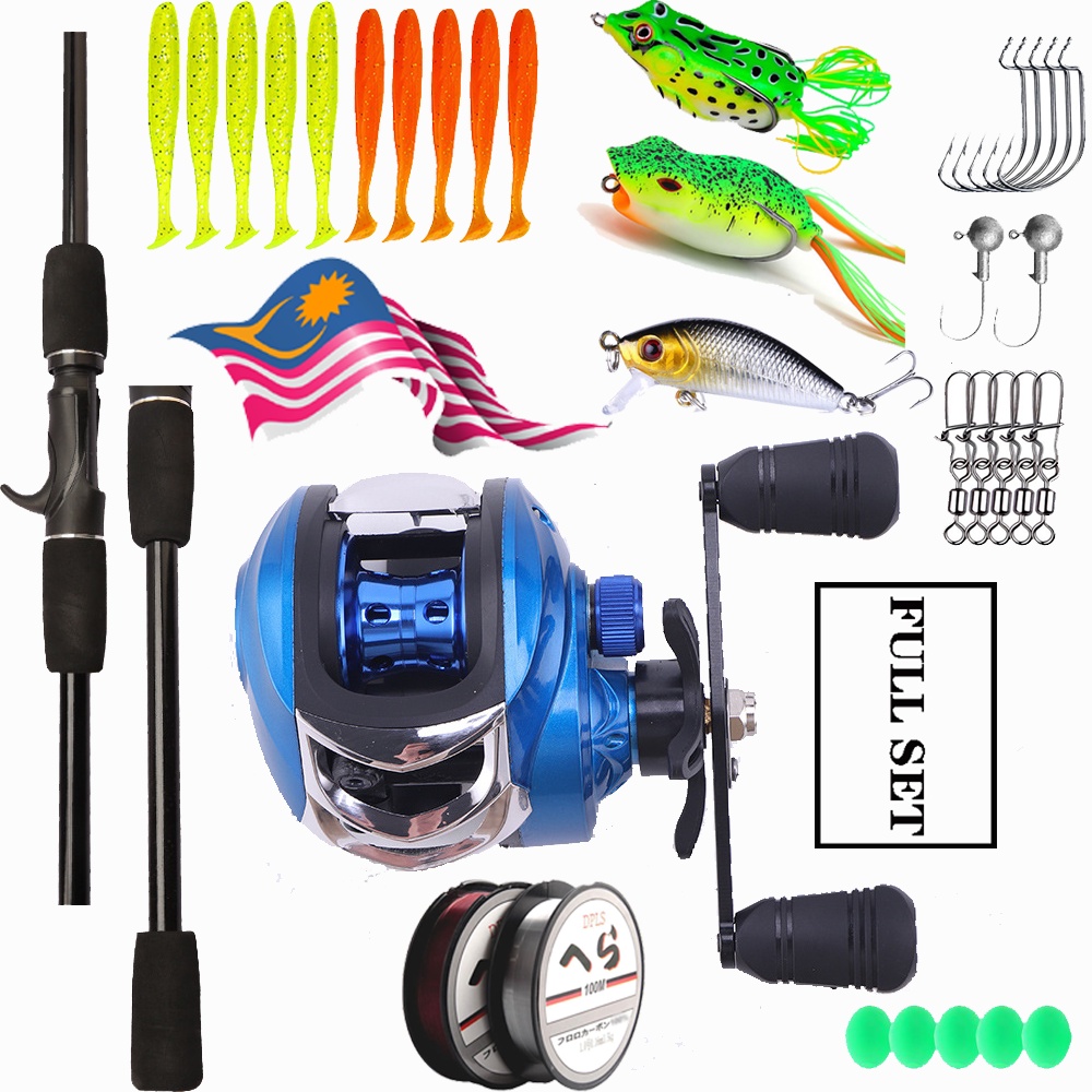 Full Fishing Set 1.65M/1.8M/2.1M/2.4M 5.5/6/7/8 KaKi Rod Casitng Fishing Rod Set 7.2:1 Bait ...