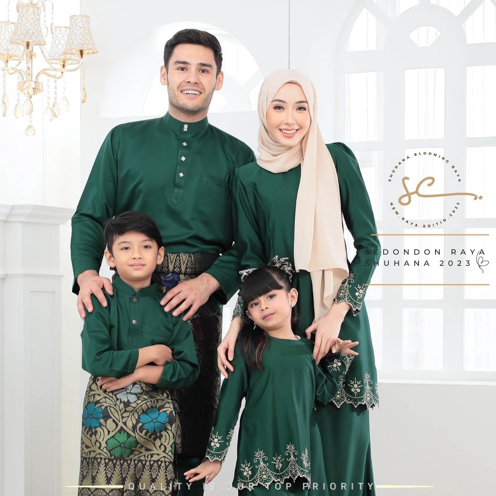Baju Raya Sedondon 2023 Emerald Green Clara & EL Isaac Baju Kurung ...