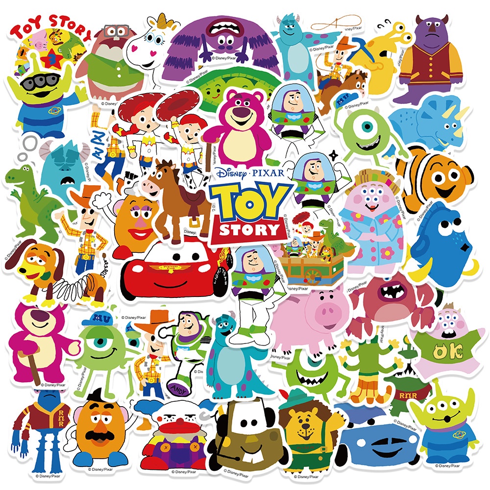 (Authorized) 50 pcs Cute 2D Pixar Cartoon Collection Waterproof PVC ...