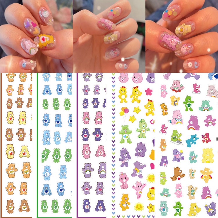 Cartoon manicure sticker cute bear rabbit candy bear colorful teddy ...