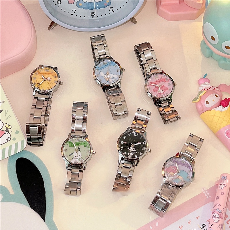 Kawaii Cartoon Stainless Steel Watch Student Cute Anime MyMelody Kuromi ...